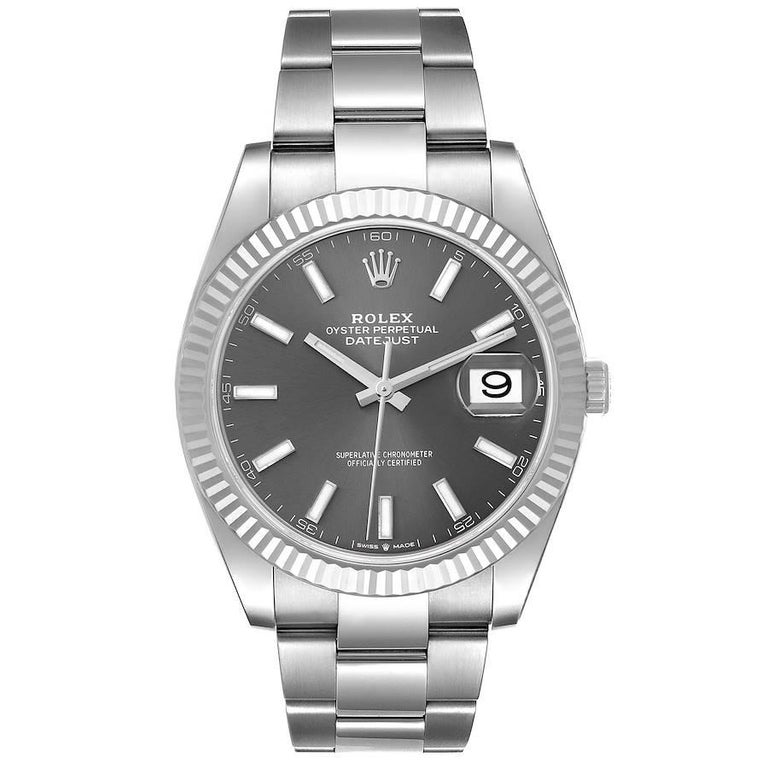 Rolex Datejust 41 Steel White Gold Slate Dial Mens Watch 126334 Box ...