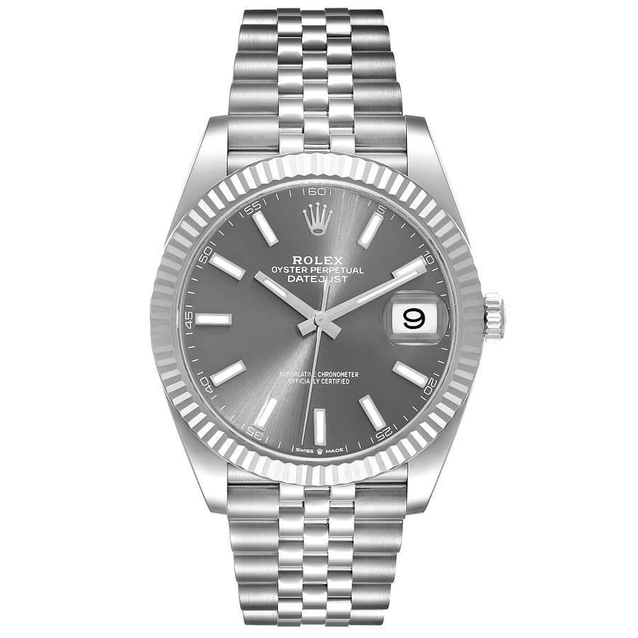 Rolex Datejust 41 Steel White Gold Slate Dial Mens Watch 126334 Box ...