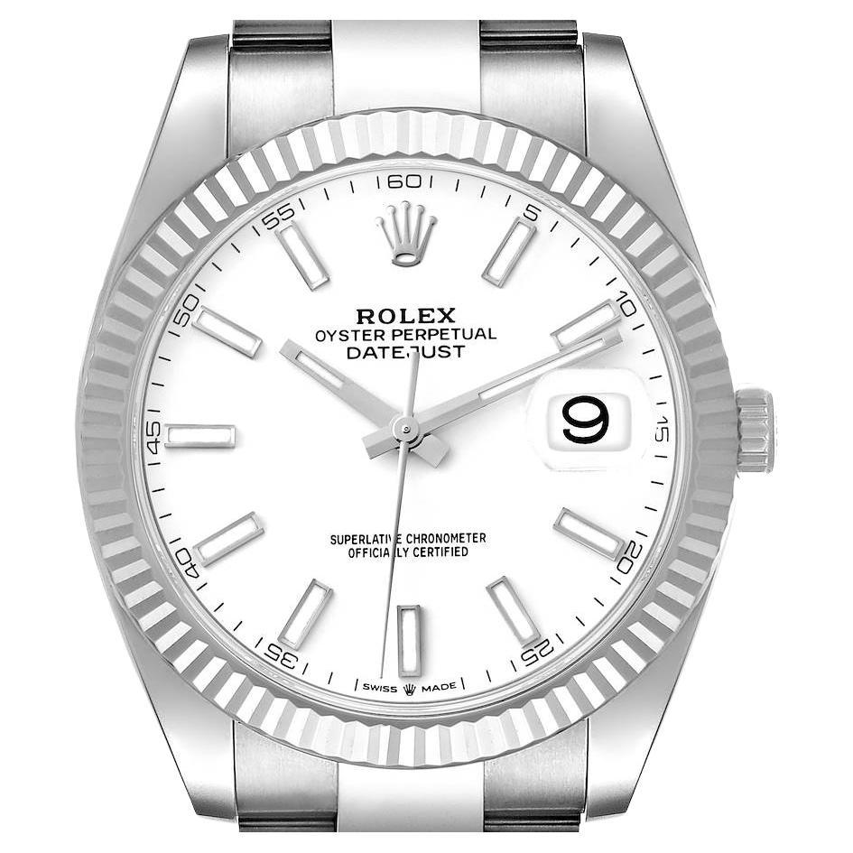 Rolex Datejust 41 Steel White Gold Blue Roman Dial Mens Watch 126334 ...