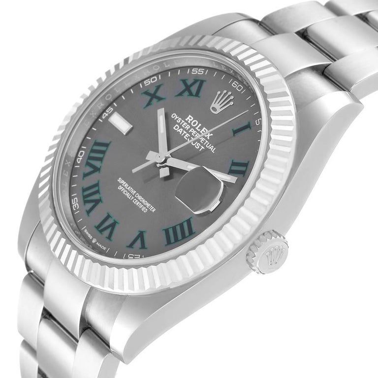 Rolex Datejust 41 Steel White Gold Wimbledon Dial Mens Watch 126334 Box ...