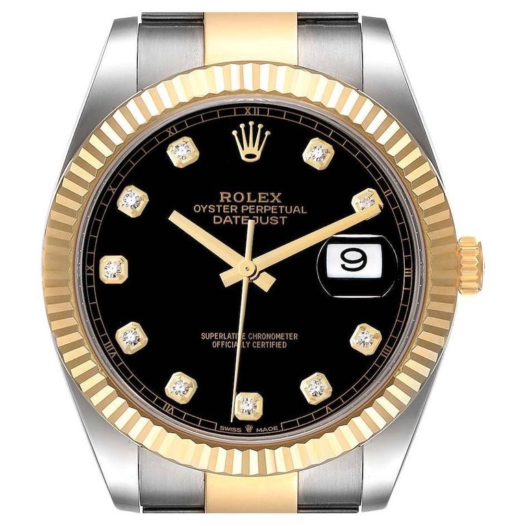 Rolex Datejust 41 Steel Yellow Gold Black Diamond Dial Watch 126333 ...