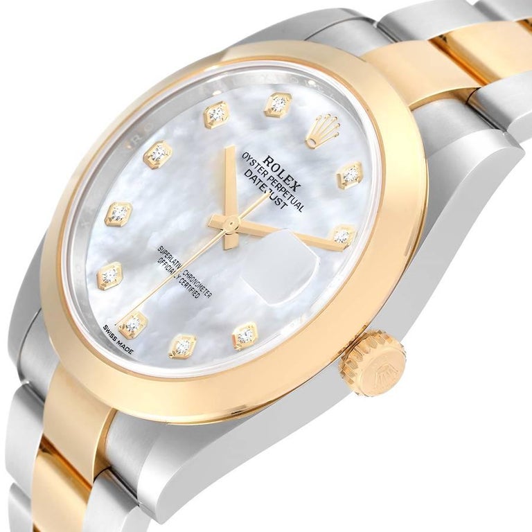 Rolex Datejust 41 Steel Yellow Gold MOP Diamond Dial Mens Watch 126303 ...