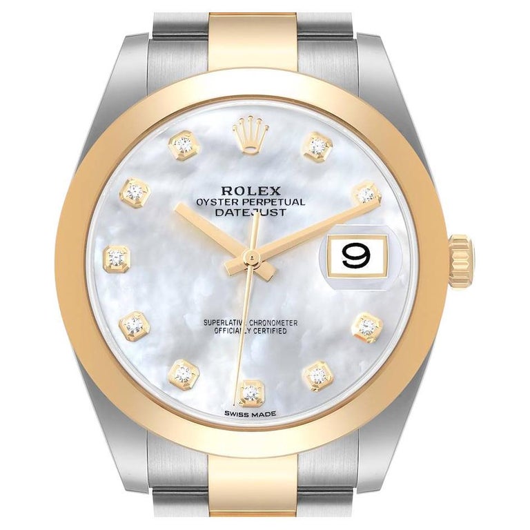 Rolex Datejust 41 Steel Yellow Gold MOP Diamond Dial Mens Watch 126303 ...