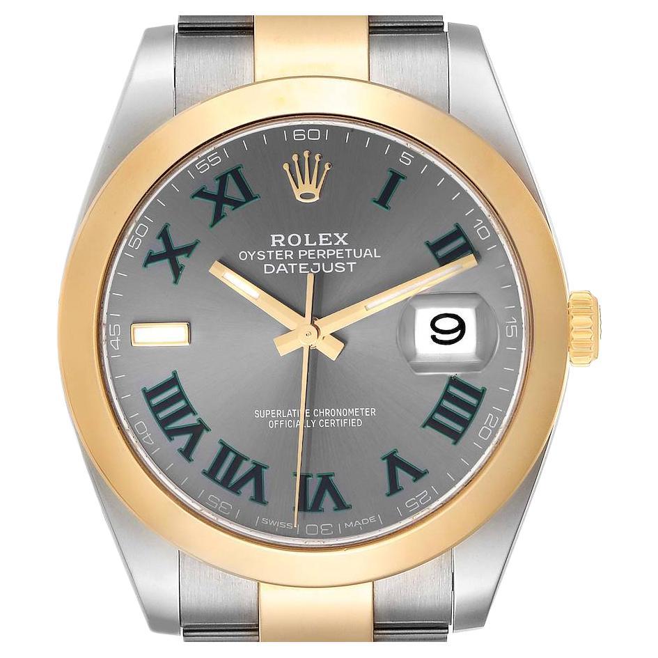 Rolex Datejust 18K Gold Steel Wimbledon Grey Dial Mens Watch 126303GYRO ...