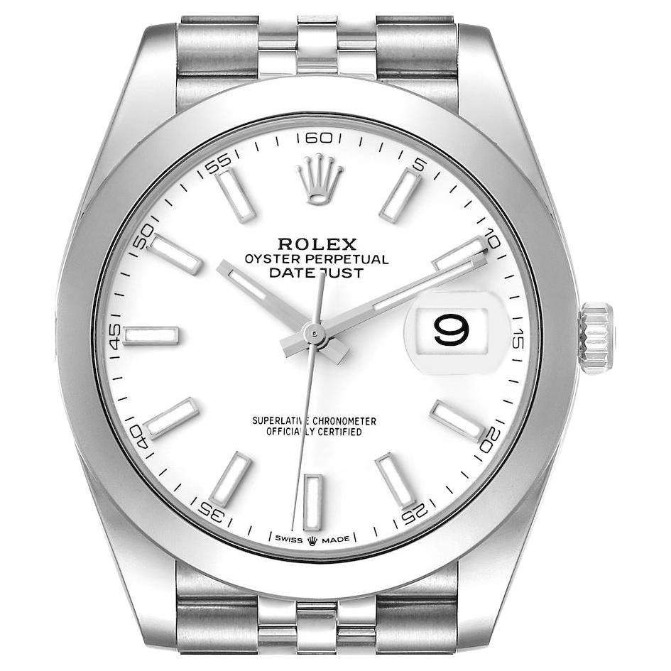 Rolex Montre Datejust 41 en acier avec cadran blanc et lunette clatante ...