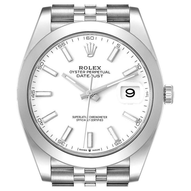 Rolex Datejust White Dial Smooth Bezel Steel Mens Watch 126300 Unworn ...