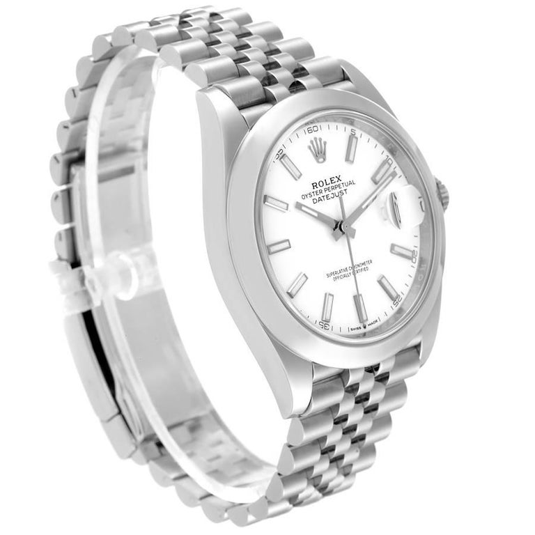 Rolex Datejust 41 White Dial Stainless Steel Mens Watch 126300 at 1stDibs