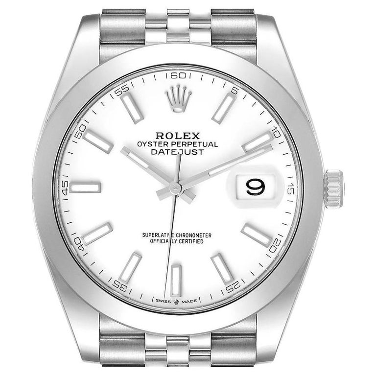Rolex Datejust 41 White Dial Stainless Steel Mens Watch 126300 at 1stDibs