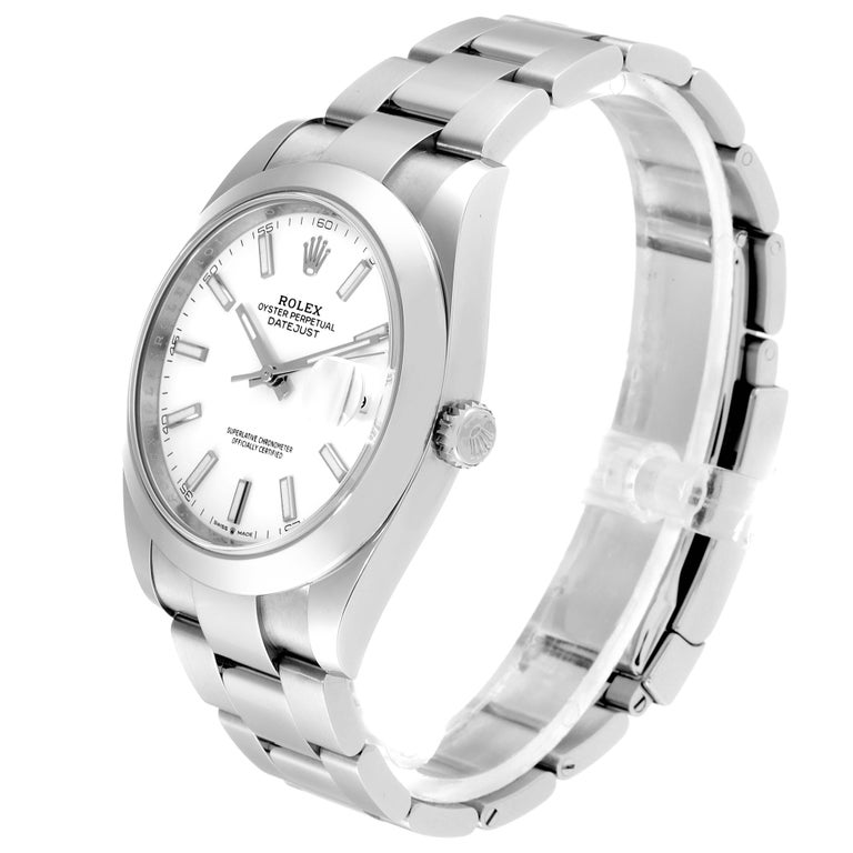 Rolex Datejust 41 White Dial Steel Men's Watch 126300 Box Papers For ...
