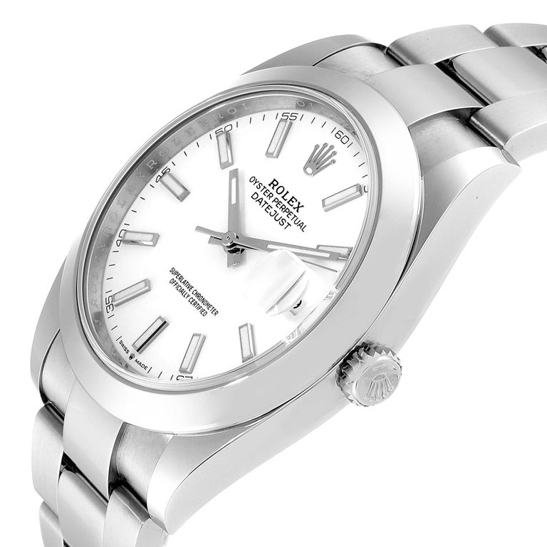 Rolex Datejust 41 White Dial Steel Men's Watch 126300 Box Papers For ...