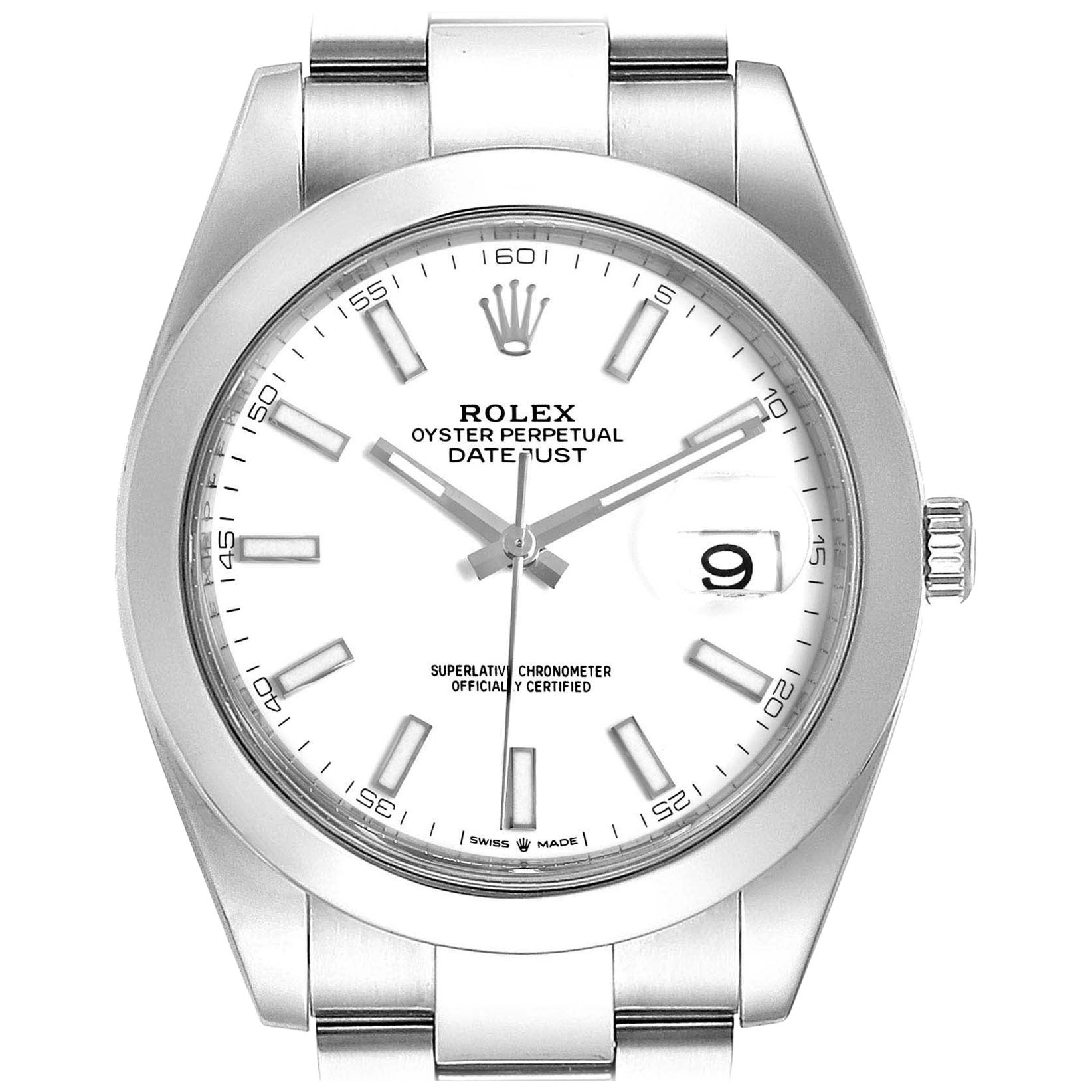 Rolex Datejust 41 White Dial Steel Men's Watch 126300 Box Papers For ...