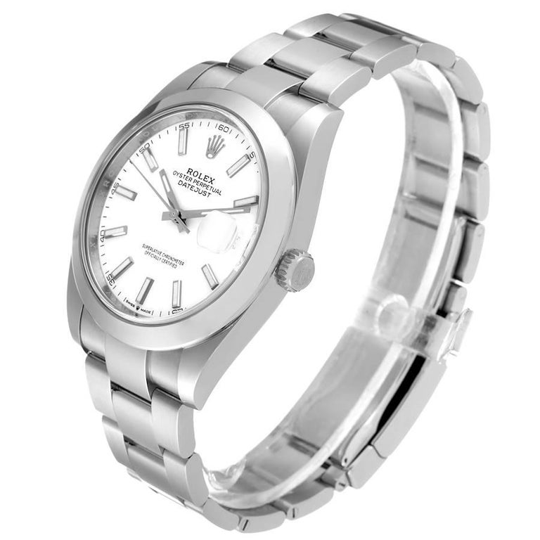 Rolex Datejust 41 White Dial Steel Oyster Bracelet Watch 126300 Box ...