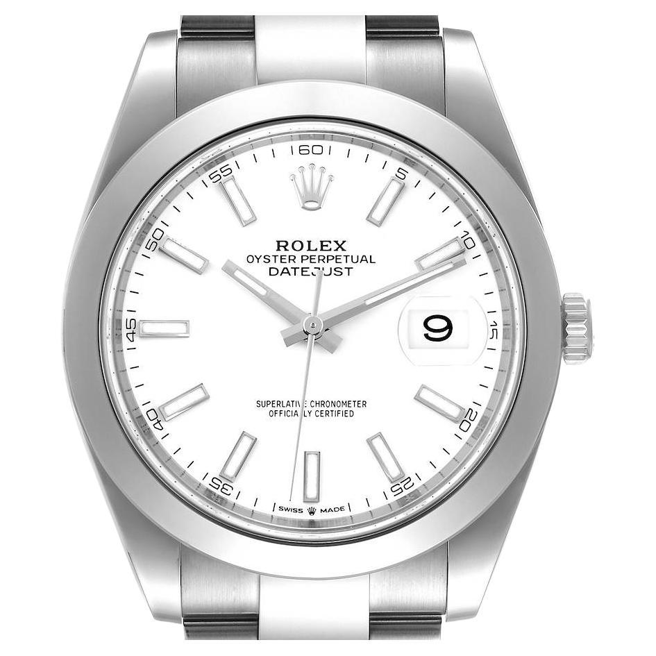 Rolex Datejust 41 Edelstahl Silber Zifferblatt Austern-Armband 126300 ...