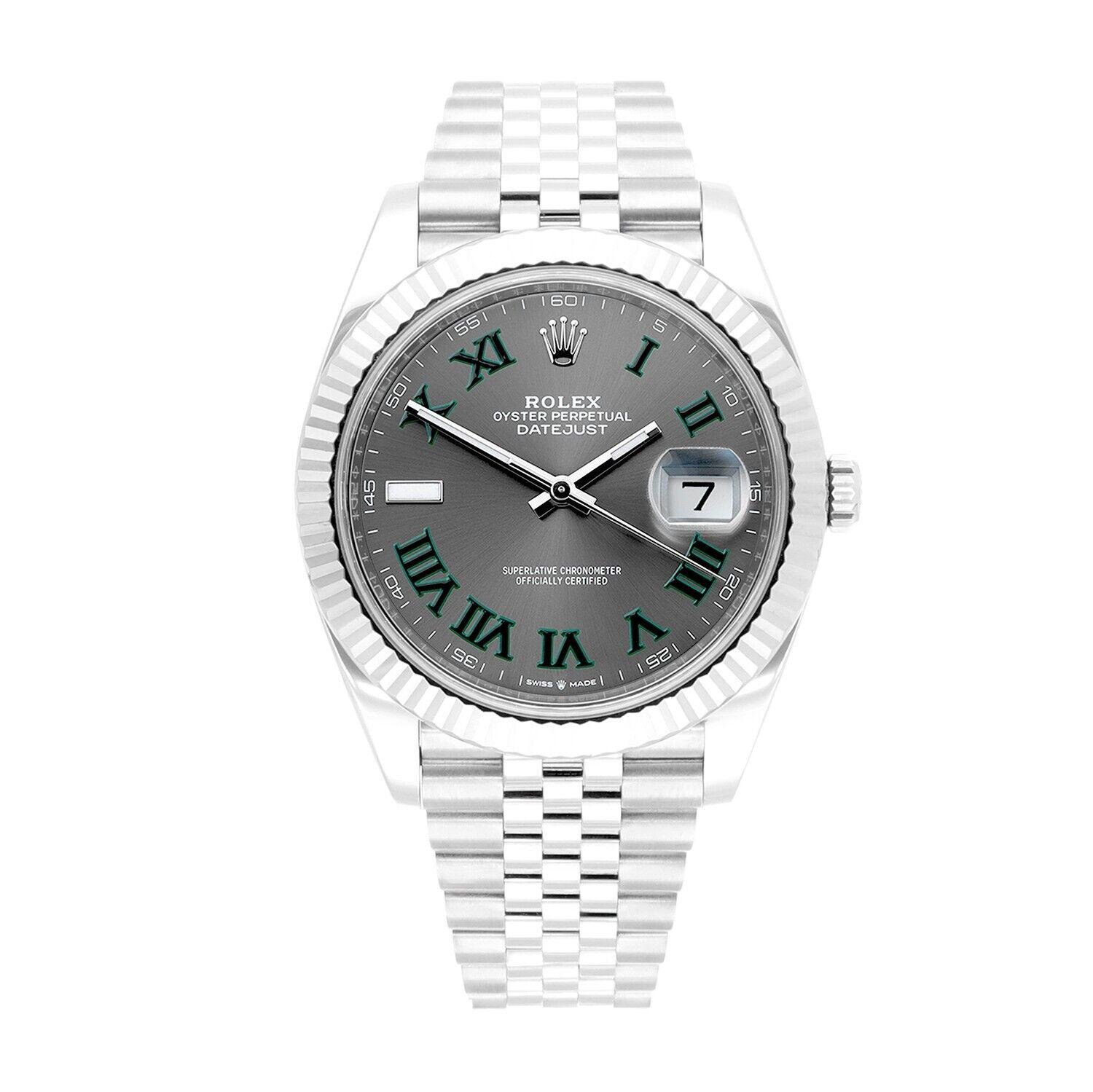 Rolex Datejust 41mm 126334 Fluted Bezel Wimbledon Dial Jubilee Bracelet Complete at 1stDibs