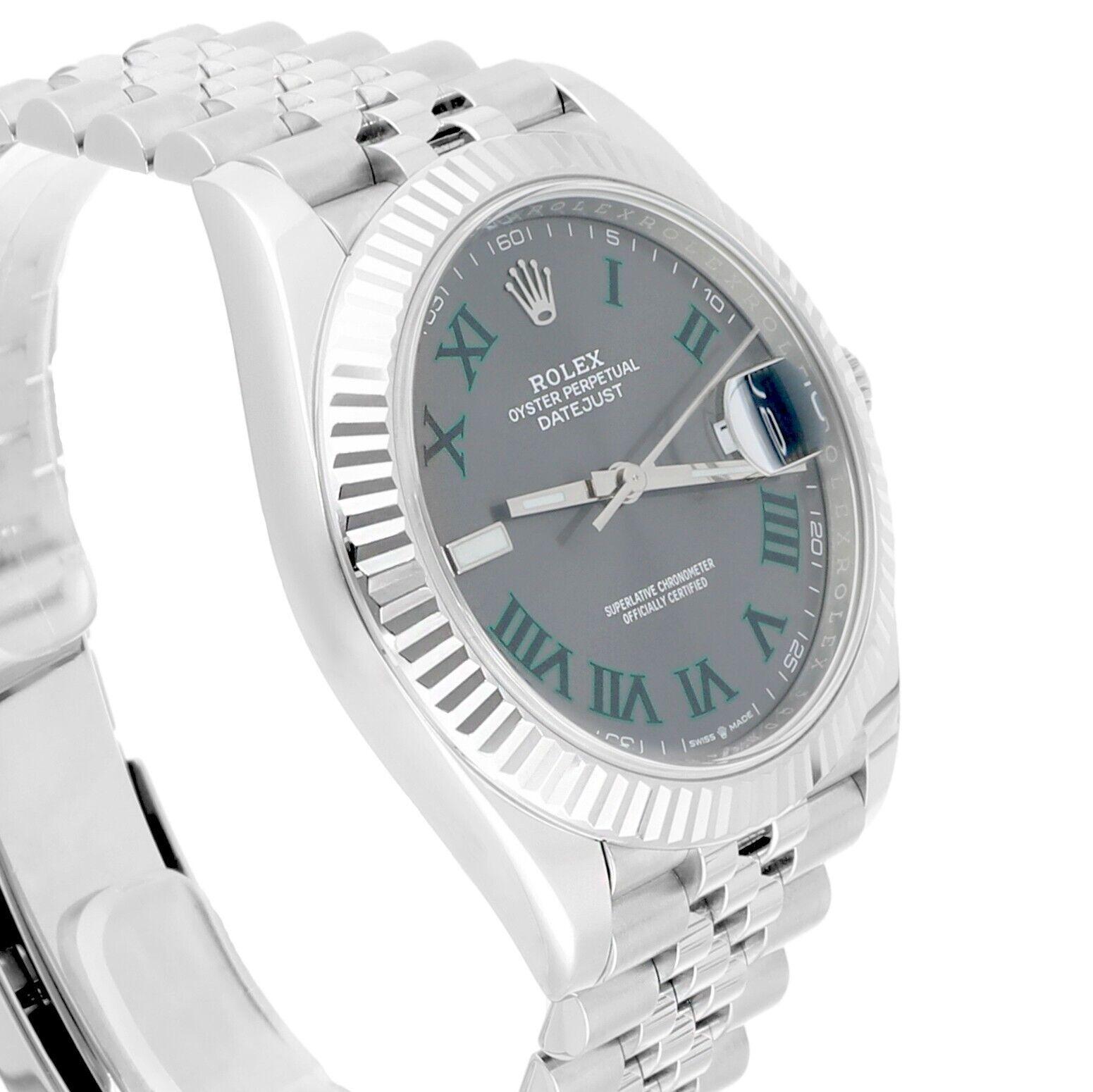 Rolex Datejust 41mm 126334 Fluted Bezel Wimbledon Dial Jubilee Bracelet Complete at 1stDibs