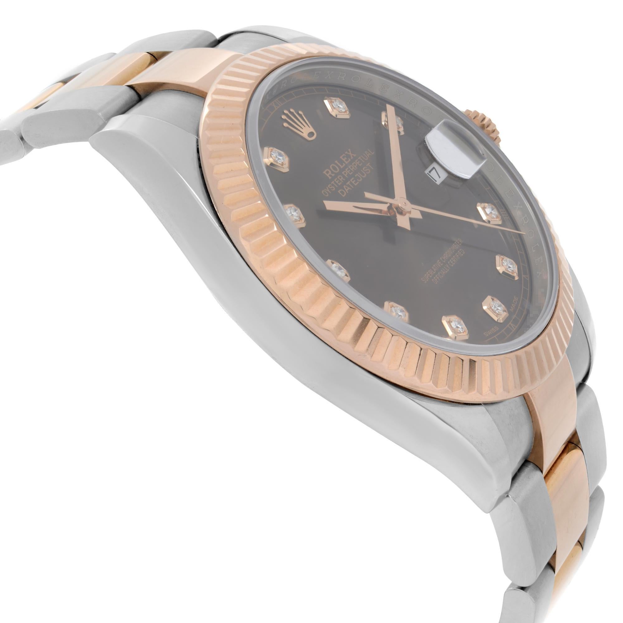 Rolex Datejust 18K Gold Steel Chocolate Diamond Dial Automatic Watch ...