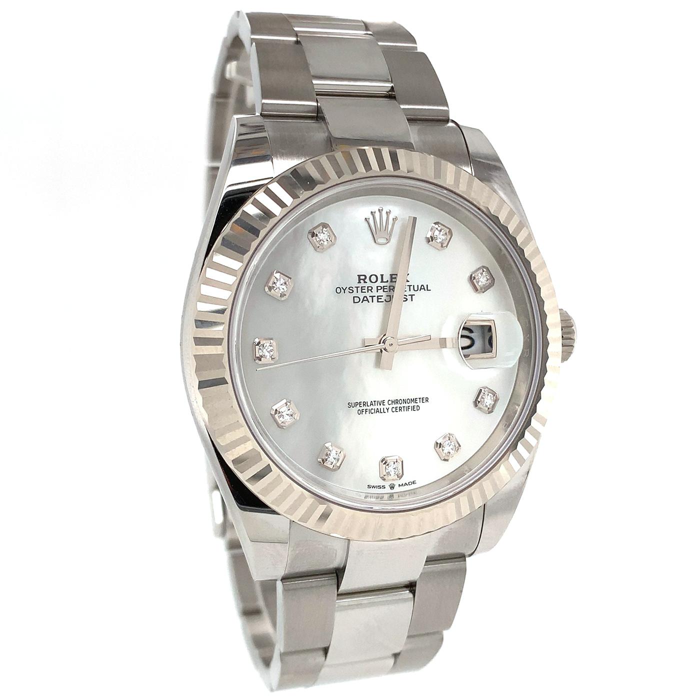 Rolex Datejust 18k Mother of Pearl Diamond Dial Oyster Men's Watch ...