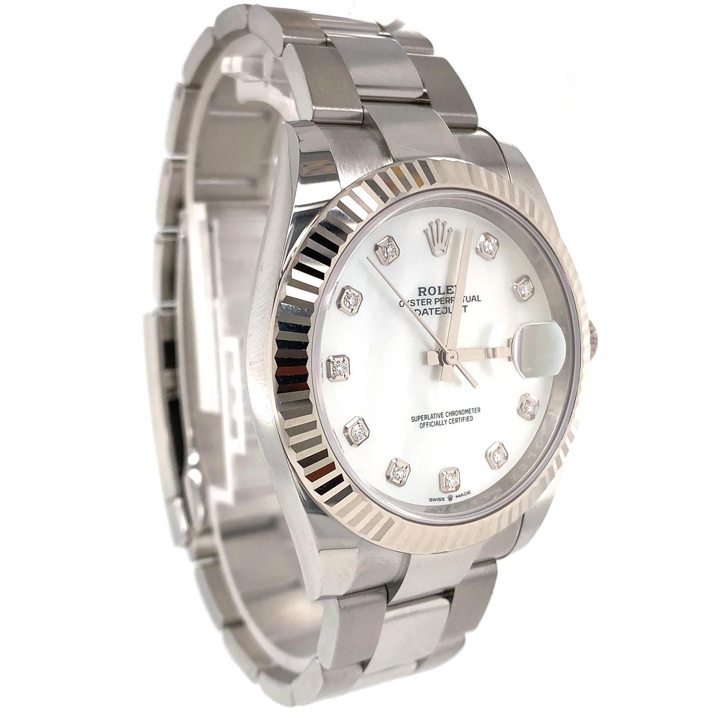 Rolex Datejust 18k Mother of Pearl Diamond Dial Oyster Men's Watch ...