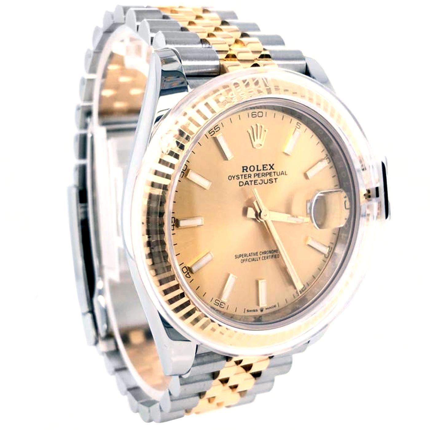 Rolex DateJust Champagne Index Dial Gold Jubilee Bracelet Watch 126333 ...