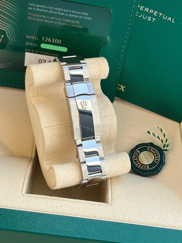 Rolex Datejust Steel Smooth Bezel Blue Index Dial Oyster Watch 126300 ...