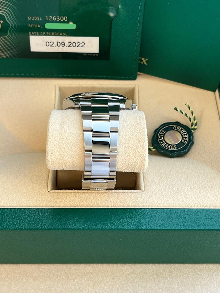 Rolex Datejust Steel Smooth Bezel Blue Index Dial Oyster Watch 126300 ...