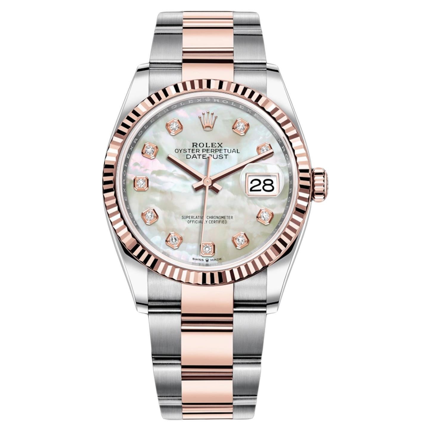 Rolex Datejust Two-Tone Diamond Dial 18K Rose Gold and Stainless Steel ...