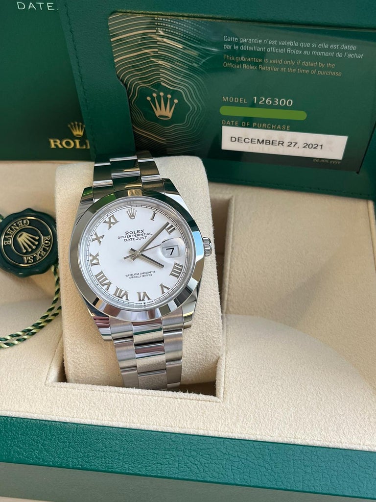 Rolex Datejust White Roman Dial Smooth Bezel Oyster Bracelet Watch ...