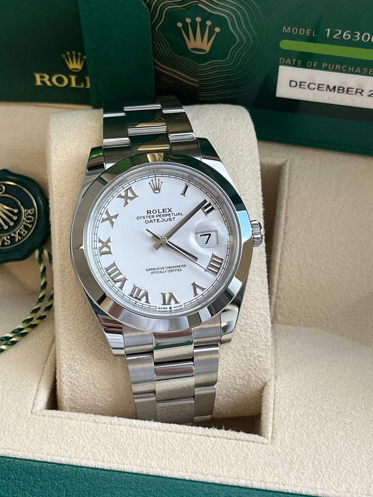 Rolex Datejust White Roman Dial Smooth Bezel Oyster Bracelet Watch ...