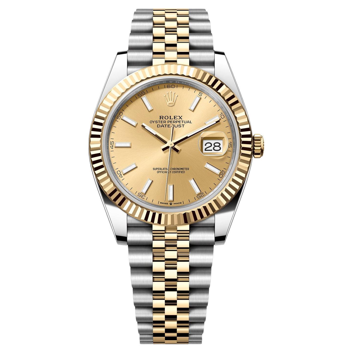 Rolex Datejust 41mm Yellow Gold Steel Champagne Dial Jubilee Men's ...
