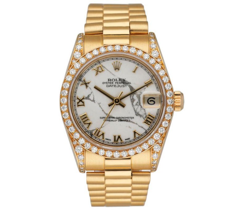 Rolex Datejust 68158 President Marble Dial Ladies Watch For Sale at 1stDibs