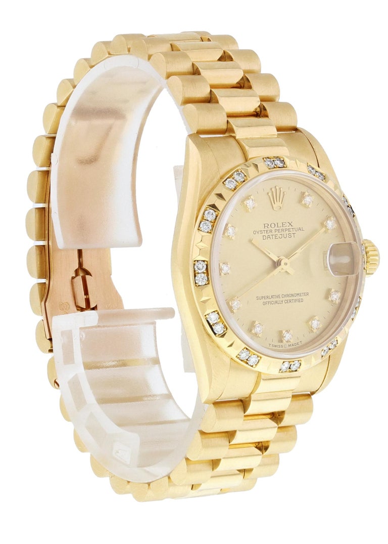 Rolex DateJust 68258 18K President Diamond Dial and Bezel Midsize ...