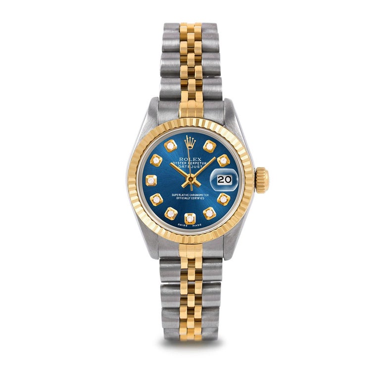 Rolex Datejust 6917 Custom Blue Diamond Dial Jubilee Band Fluted Bezel ...