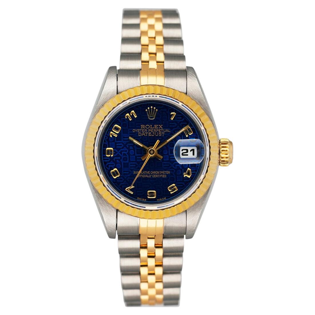 Rolex Datejust SS and 18k Gold Blue Jade Dial Jubilee Bracelet Watch ...