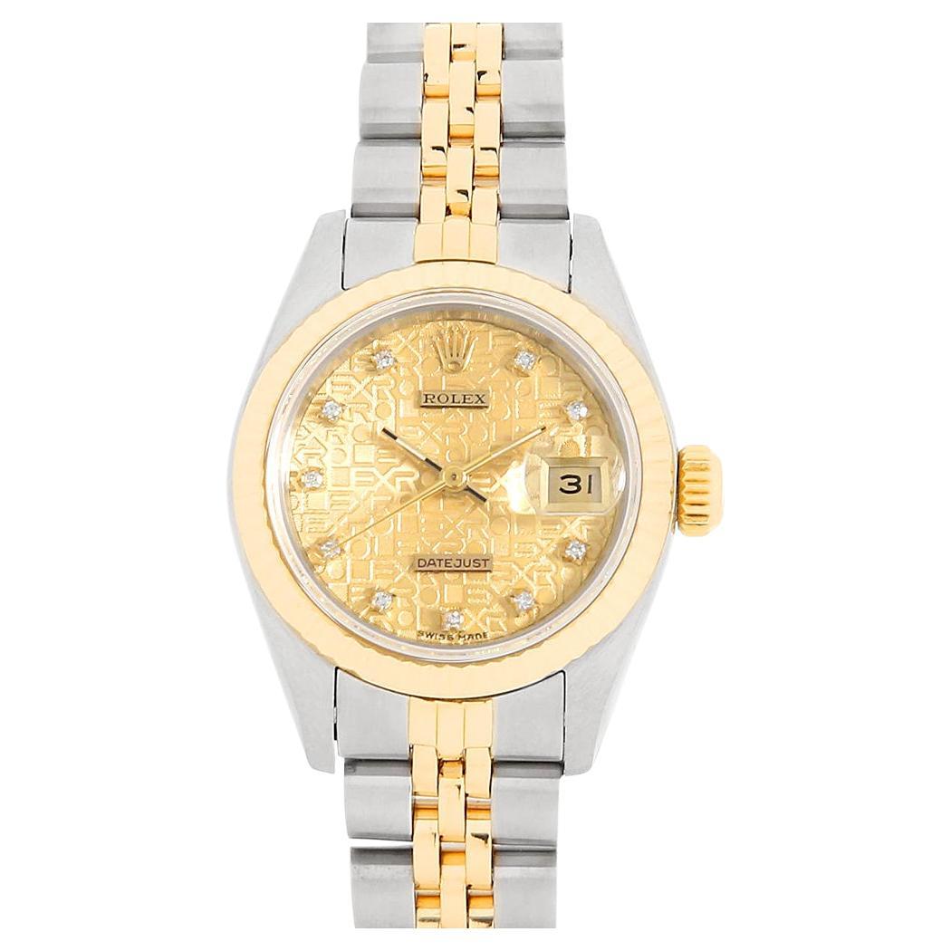 Rolex Datejust 69173G Ladies Champagne Engraving Dial R-Series Pre-Owned Watch For Sale at 1stDibs