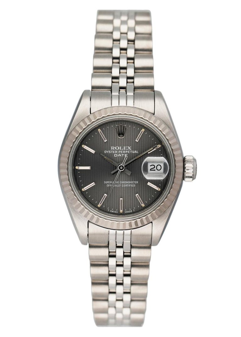 Rolex Datejust 69174 Grey Linen Dial Ladies Watch at 1stDibs