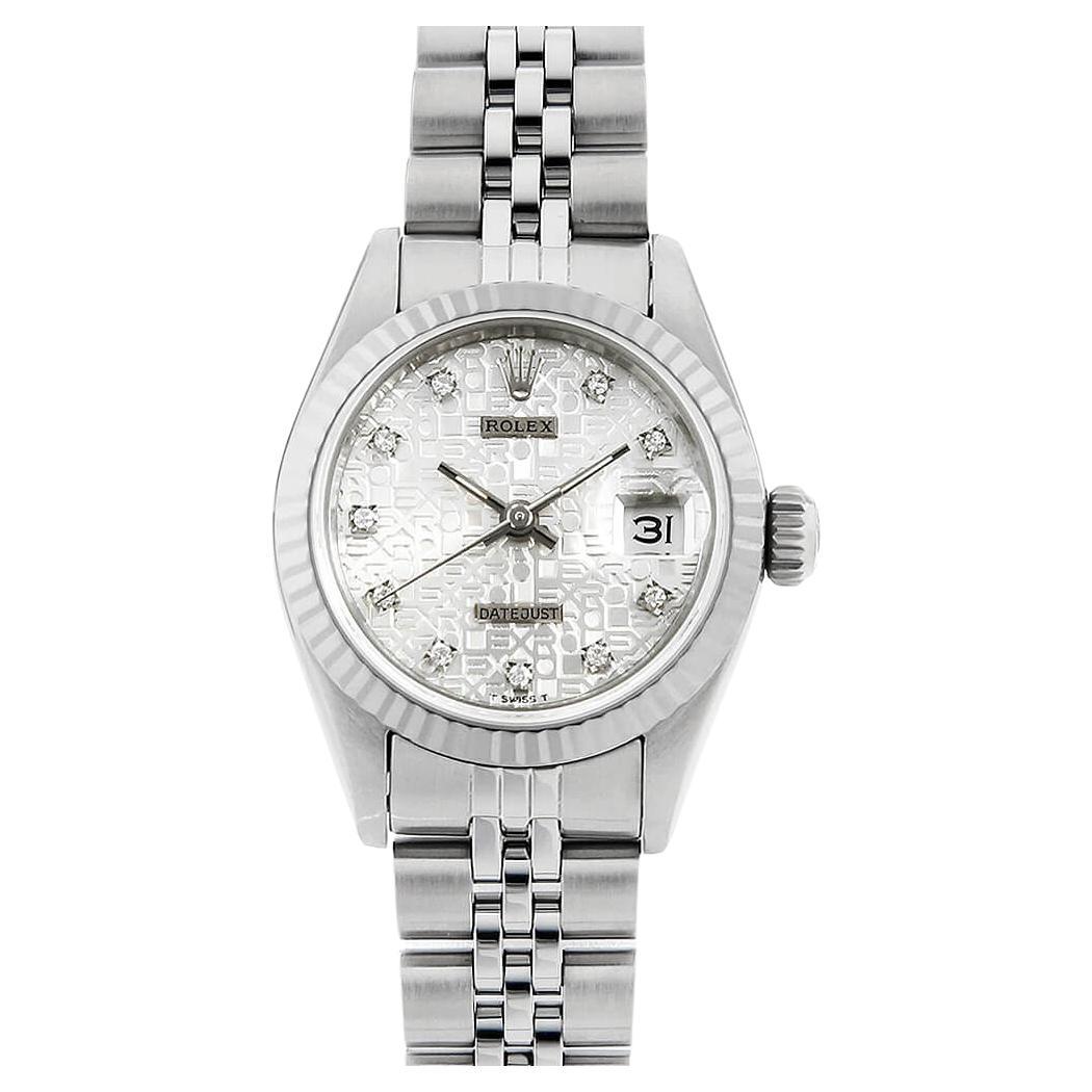 Rolex Datejust 69174G Ladies 10P Diamond Silver Engraved Dial L-Series ...