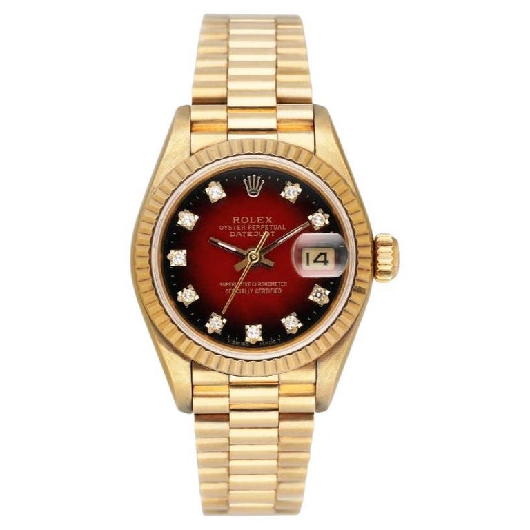 Rolex Datejust 69178 Red Dial Ladies Watch Box Papers For Sale at 1stDibs