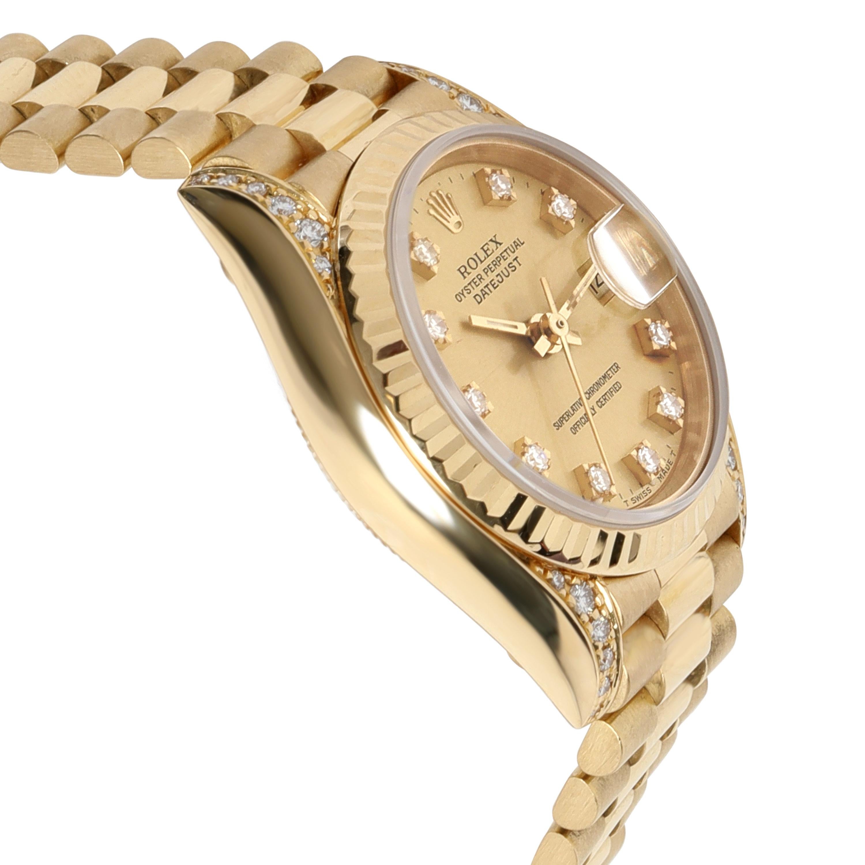 Rolex Datejust 69238 Women's Watch in 18kt Yellow Gold For Sale at 1stDibs
