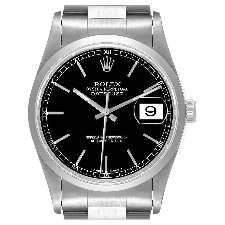 Rolex Datejust Black Dial Steel Men's Watch 16200 For Sale at 1stDibs