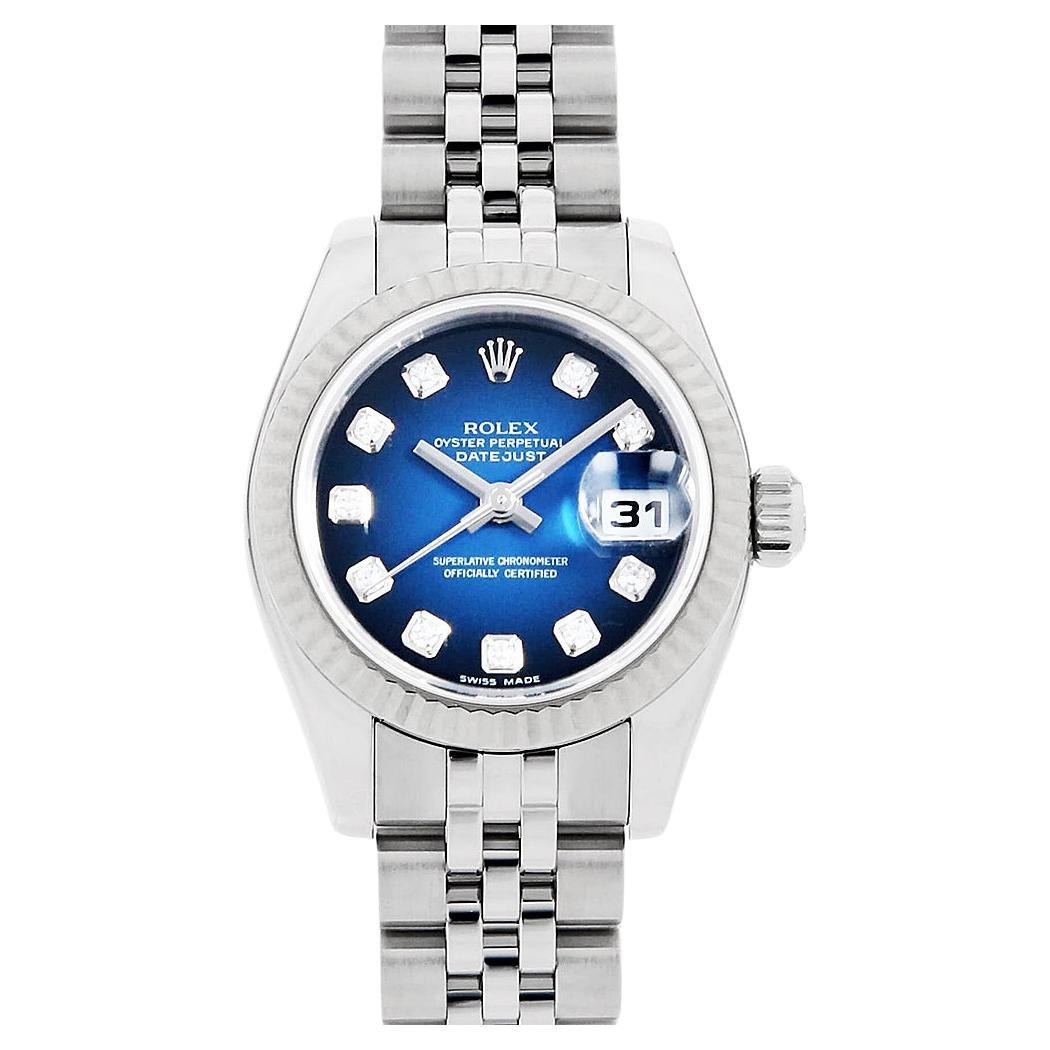 Rolex Datejust Blue Gradation Diamond 179174G D-Number Used Ladies ...