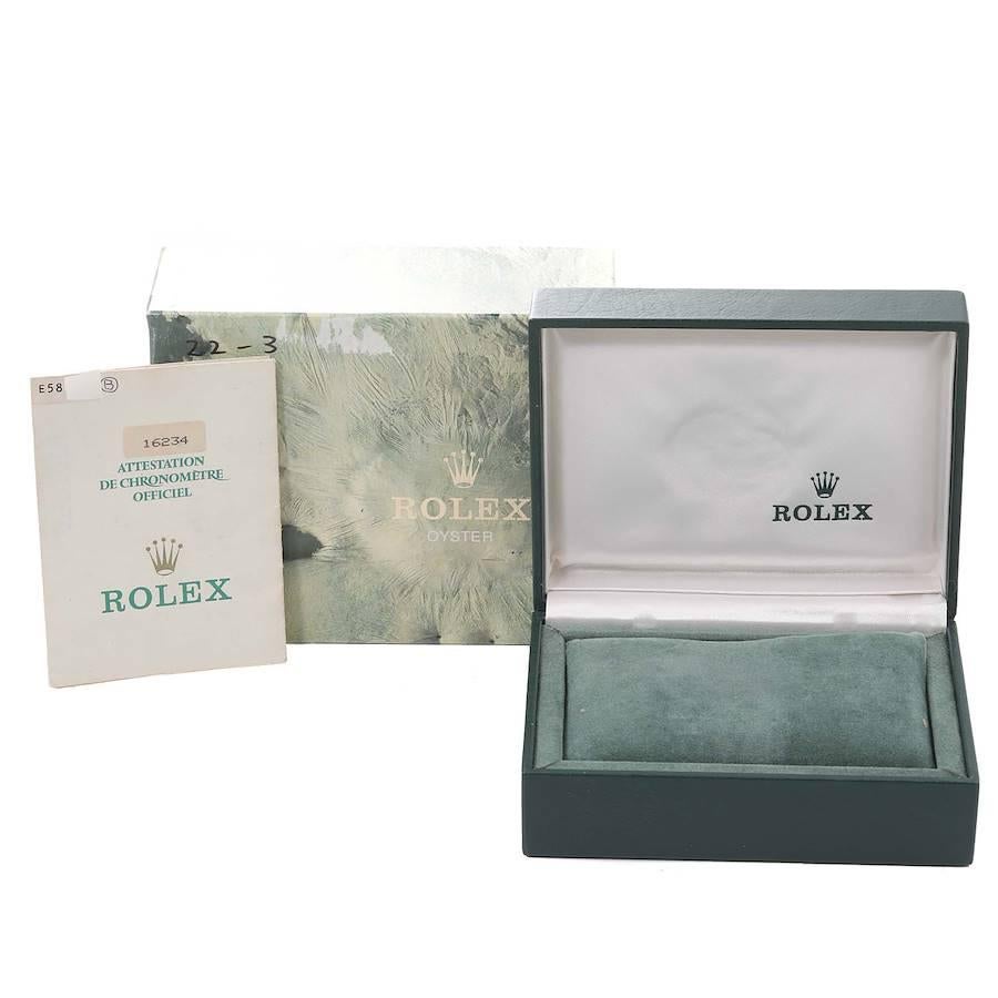 Rolex Datejust Blue Vignette Diamond Dial Mens Watch 16234 Box Papers ...