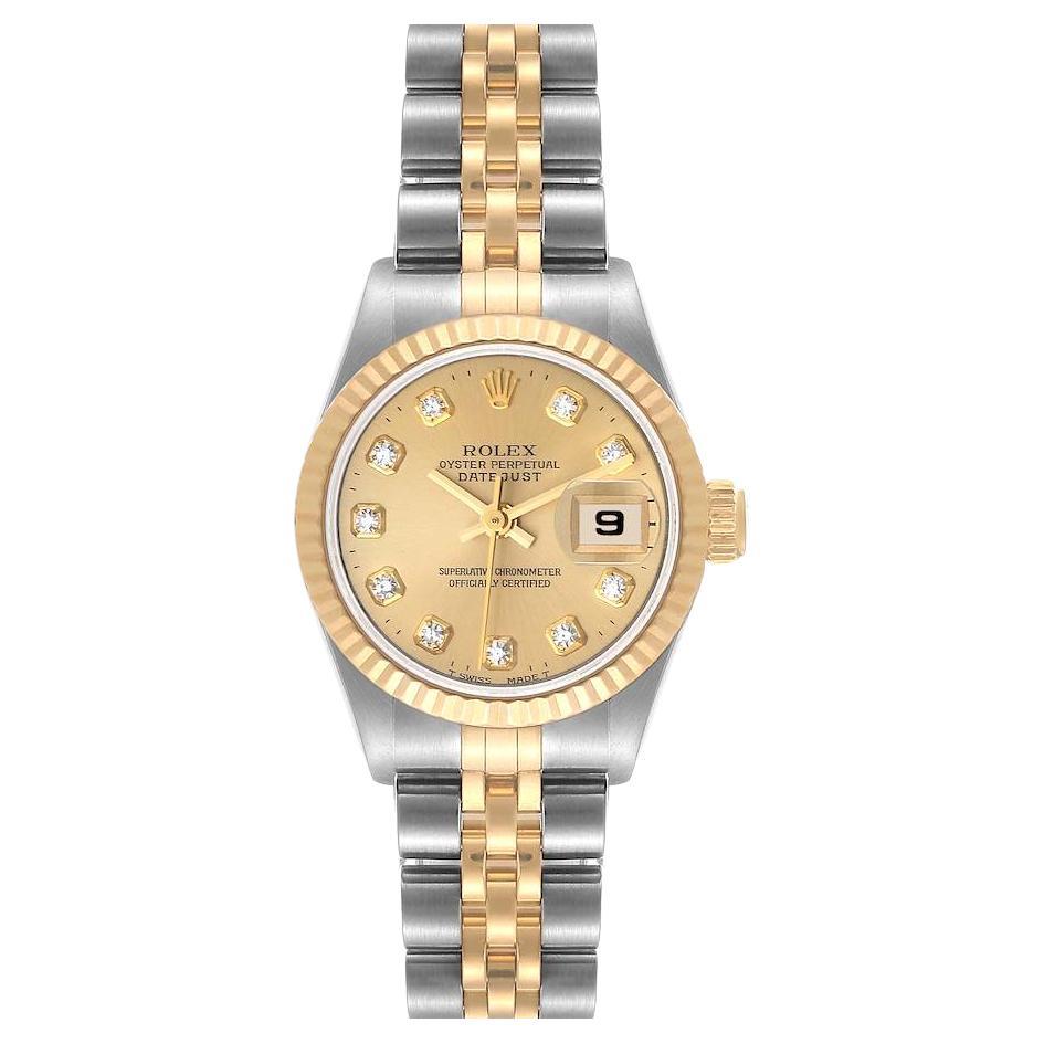 Rolex Datejust Steel Yellow Gold Diamond Ladies Watch 69173 For Sale at ...