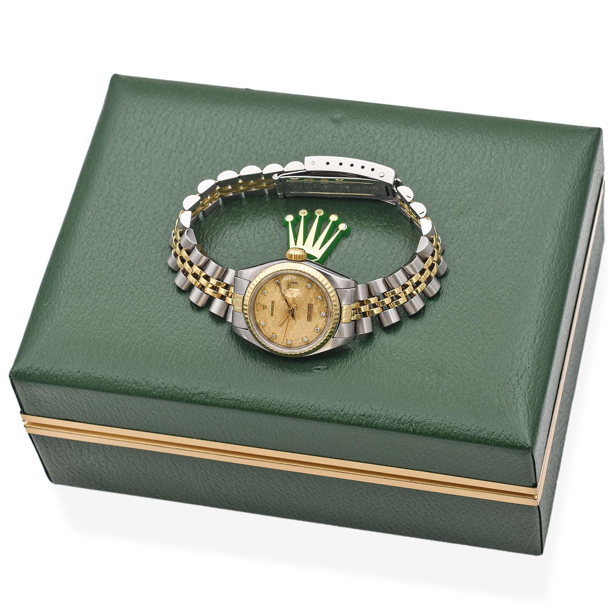 Rolex Datejust Chevy Diamond Dial Steel and 14K Gold Ladies Watch For ...