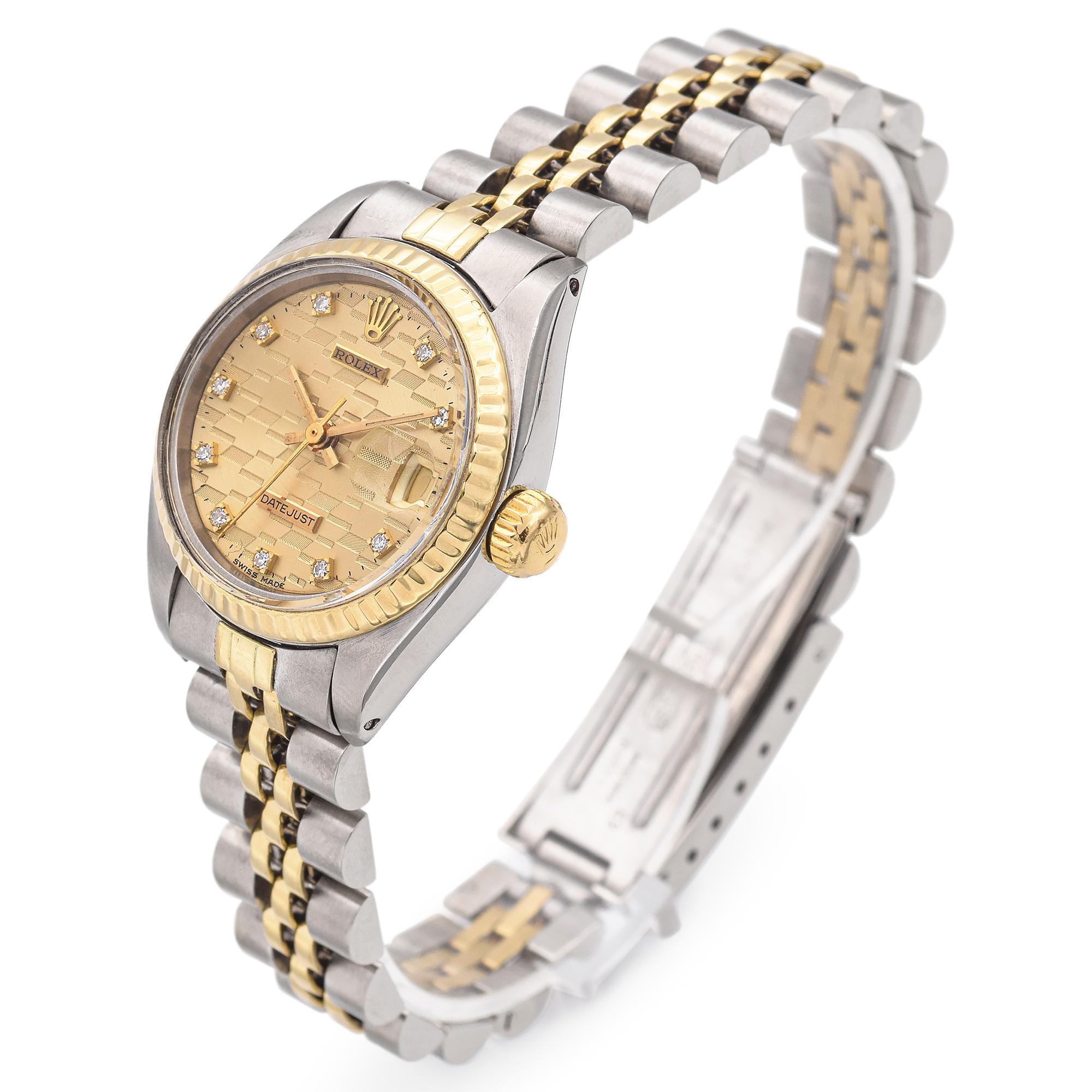 Rolex Datejust Chevy Diamond Dial Steel and 14K Gold Ladies Watch For ...