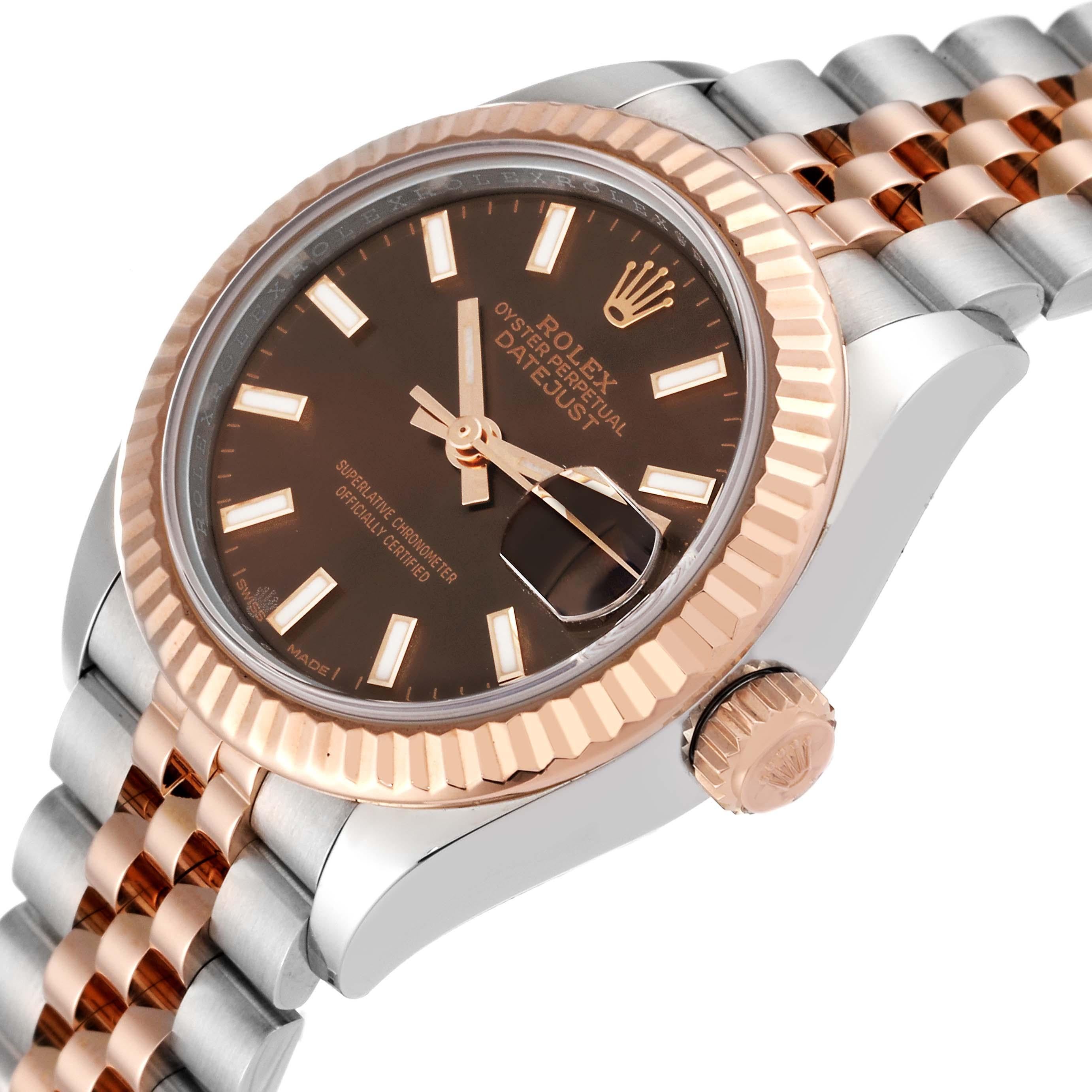 Rolex Datejust Chocolate Brown Dial Steel Rose Gold Ladies Watch 279171 ...