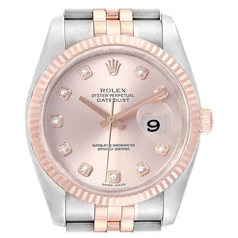 Rolex Datejust Dial Steel Rose Gold Diamond Unisex Watch 116231 For ...