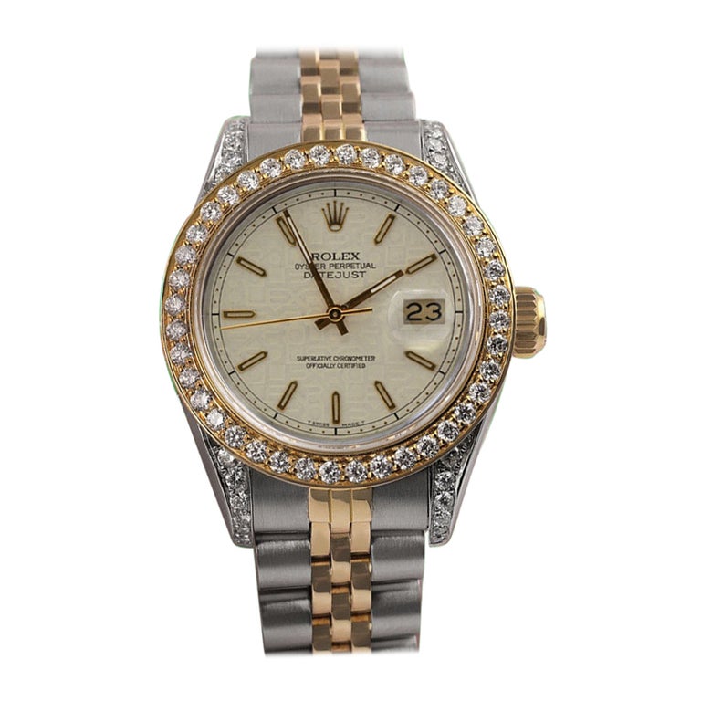 Rolex Datejust Diamond Bezel/Lugs Cream Index Dial Two Tone Watch ...