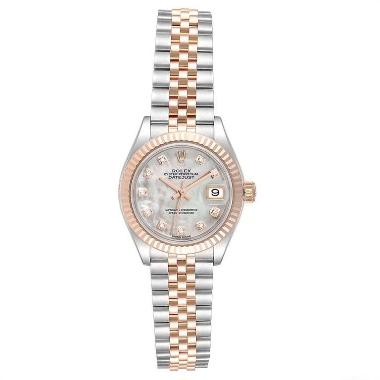 Rolex Datejust EveRose Rolesor Mother of Pearl Diamond Dial Ladies ...