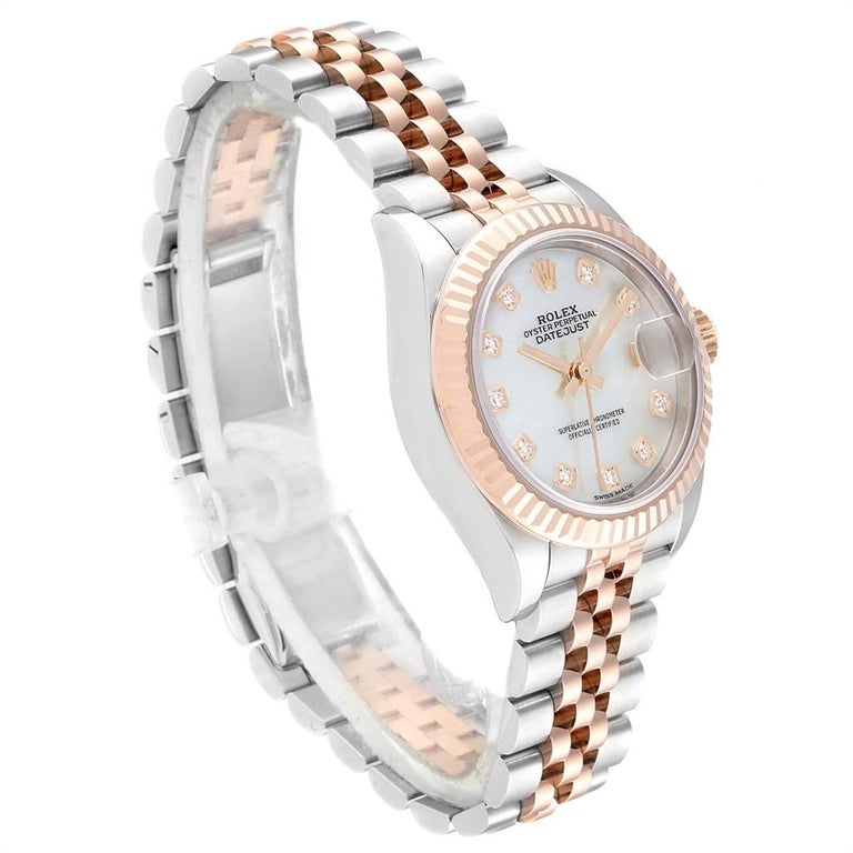 Rolex Datejust EveRose Rolesor Mother of Pearl Diamond Dial Ladies ...