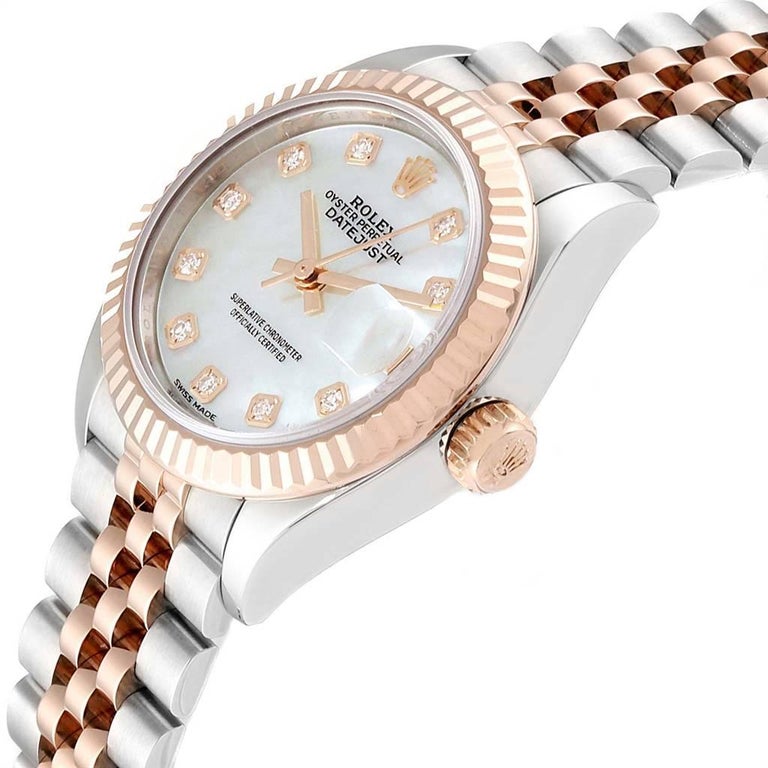 Rolex Datejust EveRose Rolesor Mother of Pearl Diamond Dial Ladies ...